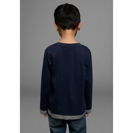 Kidsworld Jungen Kidsworld Langarmshirt &raquo;ACHTUNG AUSGEFUCHST&laquo; Shirt mit coolem Fuchsdruck blau 92/98