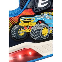 Geox Jungen Sneaker &raquo;J INEK BOY Blinkschuh&laquo; Kindergartenschuh, Klettschuh mit Fahrzeug Motiv blau 32