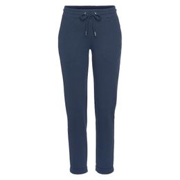 H.I.S. H.I.S Sweathose Schlupfhose mit kleinem Aufschlag am Saum, Loungewear marine 36/38 - N-Gr N-Gr 36/38 Basic Schlupfhose mit kleiner Logostickerei