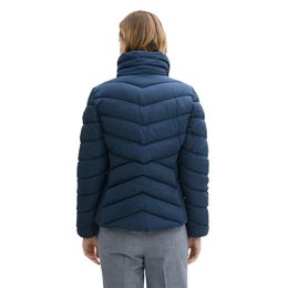 Tom Tailor Damen Tom Tailor Steppjacke ohne Kapuze mit Stehkragen und Rei&szlig;verschluss blau XL (42)