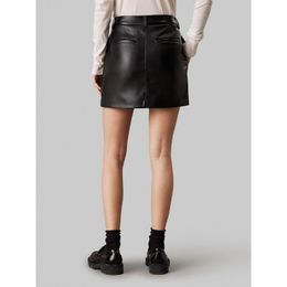 Calvin Klein Jeans Damen A-Linien-Rock &raquo;FAUX LEATHER A-LINE MINI SKIRT&laquo; mit Logopatch schwarz XL (42)