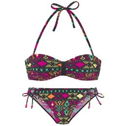 Buffalo Damen Bandeau-Bikini bunter Ethnodruck schwarz 42, Cup C/D