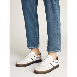 Tommy Jeans Herren Sneaker &raquo;THE GREENWICH LEATHER&laquo; , Freizeitschuh, Halbschuh, Schn&uuml;rschuh mit Kontrastbesatz schwarz-wei&szlig; 46