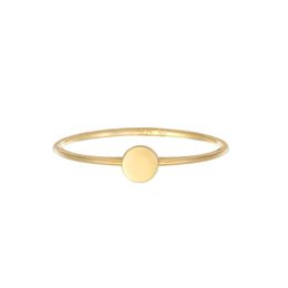 Elli Premium Damen Fingerring &raquo;Pl&auml;ttchen Runde Form Statement 375 Gelbgold&laquo; gold