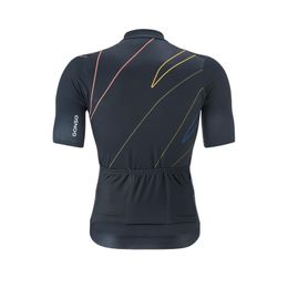 Gonso Herren Radtrikot &raquo;Road Jersey Print M&laquo; Herren Fahrradtrikot kurzarm, Full-Zip Trikot, R&uuml;ckentasche, Slim Fit blau L