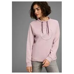 Sweatshirt Kangaroos, Damen, Gr. 40/42, rosa (ros&eacute;), Sweatware, Obermaterial: 100% Baumwolle, unifarben, bequem h&uuml;ftbedeckend, Rippb&uuml;ndchen, Sweatshirts Sweatshirt, mit Stehkragen und Frontdruck