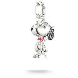 Charm-Einh&auml;nger Thomas Sabo "Thomas Sabo x Peanuts Snoopy Pav&eacute; Charm - Connect", silberfarben, schwarz, rot, schwarz, Charms, Damen, Silber 925 (recycelt), mit Zirkonia (synth.)