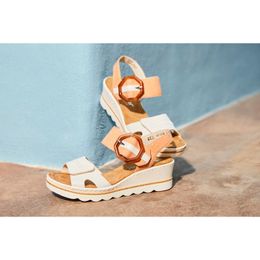 Rieker Damen Sandalette , Sommerschuh, Sandale, Keilabsatz, mit auff&auml;lliger Schmuckspange orange 41
