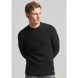 Superdry Herren Strickpullover &raquo;TEXTURED CREW KNIT JUMPER&laquo; mit strukturiertem Waffelstrickmuster schwarz S
