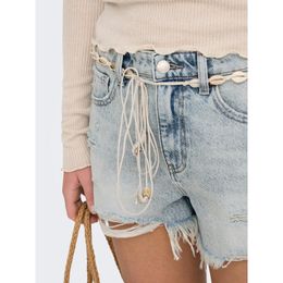 Only Damen Only Jeansshorts &raquo;ONLZUMA HW SHELL BELT DNM SHORTS BJ&laquo; mit Destroyed Effekt und ausgefranstem Saum blau L (40), N-Gr
