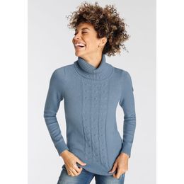 Kangaroos Damen Kangaroos Rollkragenpullover mit tollem Zopf-Strickmuster blau 32/34
