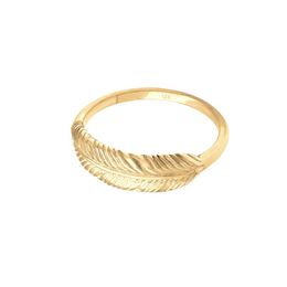 Elli Fingerring »Silberring Feder 925 Sterling Silber« Gold 52 mm Schlichter Ring für Damen mit Feder Motiv