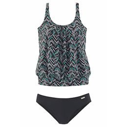 Lascana Damen Lascana Oversize-Tankini mit grafischem Print schwarz 36, N-Gr
