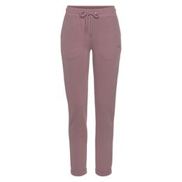 H.I.S. H.I.S Sweathose Schlupfhose mit kleinem Aufschlag am Saum, Loungewear mauve 36/38 - N-Gr N-Gr 36/38 Basic Schlupfhose mit kleiner Logostickerei