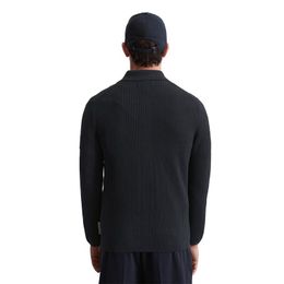 Marc O'Polo Marc O'polo Herren Marc O'Polo Strickjacke &raquo;DFB Travel Collection&laquo; aus reiner Bio-Baumwolle, regular Fit, elastische Rippstruktur blau L