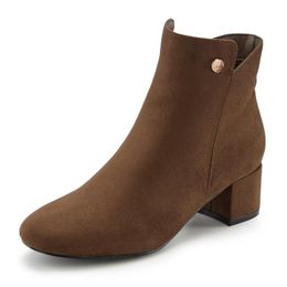 Lascana Damen Lascana Stiefelette mit bequemen Blockabsatz, Ankle Boots, Stiefel VEGAN braun 42
