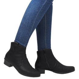 Rieker Damen Westernstiefelette , Stiefelette, Cowboyboots, Blockabsatz, mit Innenrei&szlig;verschluss schwarz 42