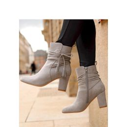 Lascana Damen Lascana Stiefelette mit Blockabsatz, High-Heel-Stiefelette, Ankle Boots, Stiefel grau 41