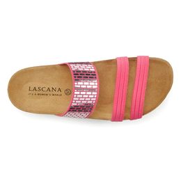 Lascana Damen Lascana Pantolette &raquo;Mule, Sandale, offener Schuh,&laquo; mit Komfortkorkfu&szlig;bett aus Leder und elastischen Riemchen pink 42