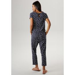 Aniston Selected Damen Aniston SELECTED Jumpsuit mit Palmen bedruckt blau 46, N-Gr
