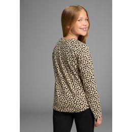 Kidsworld M&auml;dchen Kidsworld Langarmshirt &raquo;Shirt in Leo-Optik&laquo; Modischer Animal-Print 104/110