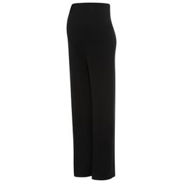 Neun Monate Damen Umstandshose &raquo;Weite Jerseyhose f&uuml;r Schwangerschaft und Stillzeit&laquo; Umstands-Hose aus Rippware mit weitem Bein schwarz 40/42, N-Gr