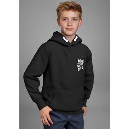 Kangaroos Jungen Kangaroos Kapuzensweatshirt &raquo;Spruch: NEVER GIVE UP&laquo;, Sweatshirt mit gro&szlig;em R&uuml;ckendruck 140/146