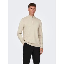 Only & Sons Only & Sons Herren ONLY & SONS Strickpullover &raquo;ONSWYLER LIFE REG 14 HALF ZIP KNIT NOOS&laquo; beige S