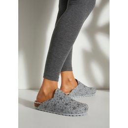Vivance Damen Hausschuh &raquo;Pantolette, Clog, Pantoffel,&laquo; aus Filz mit w&auml;rmenden Korkfu&szlig;bett & Sternenprint grau 41