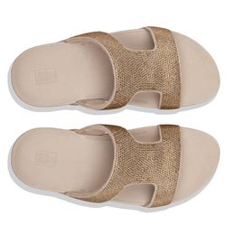 fitflop Damen Pantolette &raquo;MARLI&laquo; Sommerschuh, Strandschuh, Sandale, Flats mit Glitzer-Details gold 39