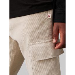 Calvin Klein Jeans Jungen Cargohose &raquo;Corduroy Straight Cargo Pants&laquo; f&uuml;r Kinder bis 16 Jahre und mit Logopr&auml;gung beige 14 (164), N-Gr