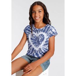 Kidsworld M&auml;dchen Kidsworld T-Shirt &raquo;Herz Batik&laquo; Kurzarm, gerade Passform, vielseitig gemustert blau 140/146