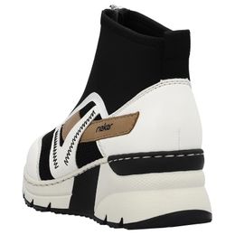 Rieker Damen Schlupfboots , Keilabsatz, Sneaker, High Top-Sneaker mit modischen Ziern&auml;hten schwarz-wei&szlig; 40