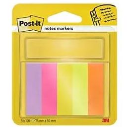 Post-it Haftmarker Rechteckig 1,5 x 5 cm Farbig sortiert Page Marker 5 Stück à 100 Streifen