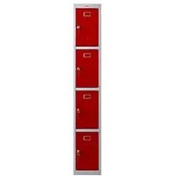 Phoenix Personalschrank Stahl Schließfach 4 Türen Schlüsselschloss 300 x 500 x 1.830 mm Grau, Rot