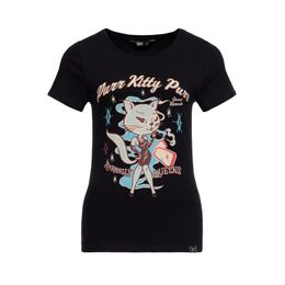 Queen Kerosin T-Shirt Purr Kitty Purr in schwarz | Gr.: S