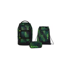 Satch Schulrucksack-Set PACK Seismic Green 3-teilig in Gr&uuml;n/Schwarz | Gr.: onesize