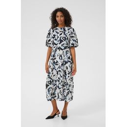 Kaffe Kleid KApaco Tight fit in Beige/Black/Blue Blurry Leaf | Gr.: 34