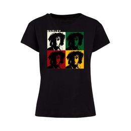 F4NT4STIC Ladies Box Tee Bob Marley Colour Blocks Two Sleeves Reggae Music in schwarz | Gr.: XS
