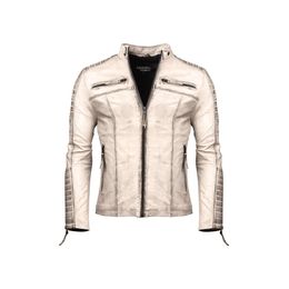 PAULGOS Lederjacke Übergangsjacke Biker Look Echtleder D1 in Beige | Gr.: XXL