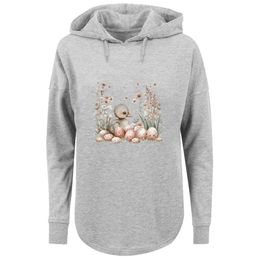 F4NT4STIC Oversized Hoodie Ente Ostereier Blumen Küken in grau | Gr.: XS
