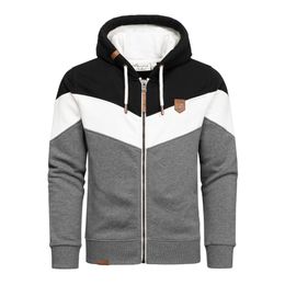 Amaci&Sons Amaci&Sons Sweatjacke im Block-Design ARDMORE in Schwarz/Anthrazit/Weiß | Gr.: S