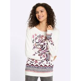 Heine Druck-Pullover in ecru-rosenholz-bedruckt | Gr.: 34