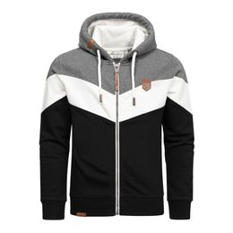 Amaci&Sons Amaci&Sons Sweatjacke im Block-Design ARDMORE in Anthrazit/Weiß/Schwarz | Gr.: M