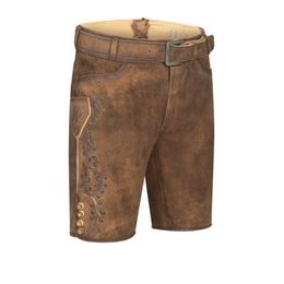 N&uuml;bler N&uuml;bler Lederhose kurz RV Obert in Braun | Gr.: 56