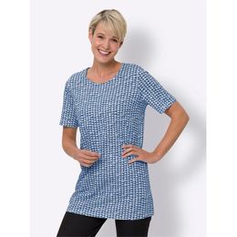 Sieh an! Longshirt in royalblau-himmelblau-bedruckt | Gr.: 44
