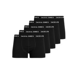 Jack & Jones Trunk JACK & JONES JUNIOR "JACHUEY eng anliegend, mit Stretchbund, 5er Pack", Jungen, Gr. 176, schwarz (schwarz pack), Jersey, Obermaterial: 95% Baumwolle, 5% Elasthan, unifarben, eng, Unterhosen, unifarben, casual, eng, Jersey