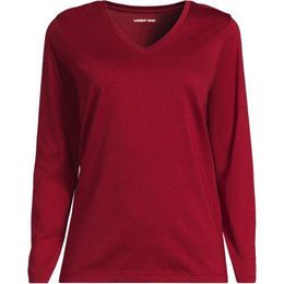LANDS' END Supima&reg; Langarm-Shirt mit V-Ausschnitt, Damen,  Rot, Baumwolle, by Lands' End