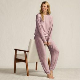 LANDS' END Silky Knit Lounge-Set, Damen,  Pink, Polyester/Viskose/Polyester-Mischung, by Lands' End