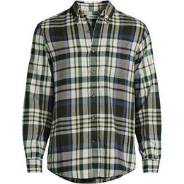 LANDS' END Flanellhemd Flagship, Classic Fit, Herren,  Wei&szlig;, Baumwolle/Baumwoll-Mischung/Polyester-Mischung, by Lands' End